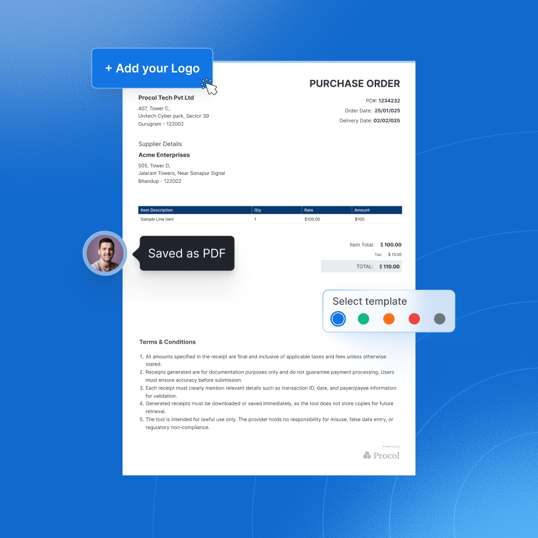 Try the best online Purchase Order Generator